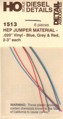 HO Scale Detail Associates 1513 HEP Jumper Material .020" Vinyl Blue ...