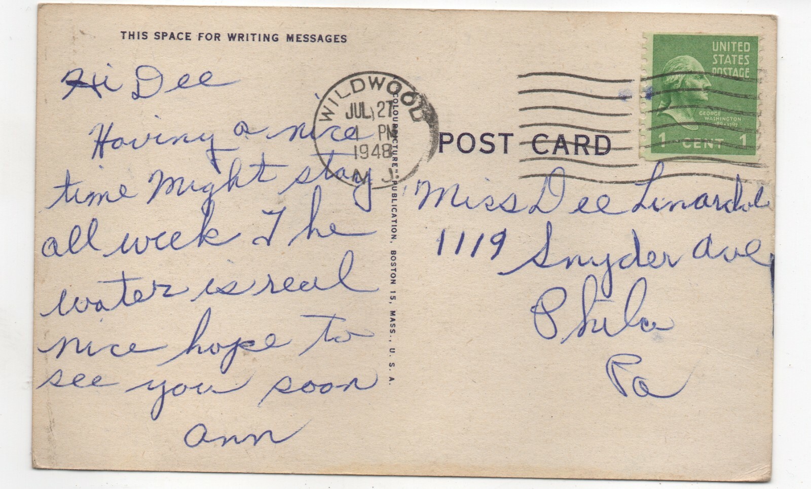 1948 Humorous Cartoon Postcard- I'm Received Everywhere With ...