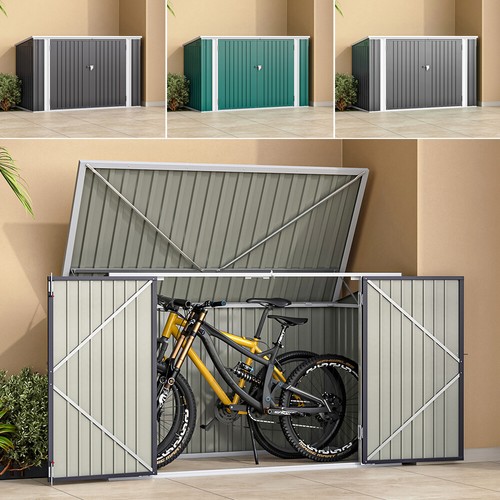 Outdoor Lockable Bicycle Shed Bike Storage Tool Box Garden Garbage Bin ...