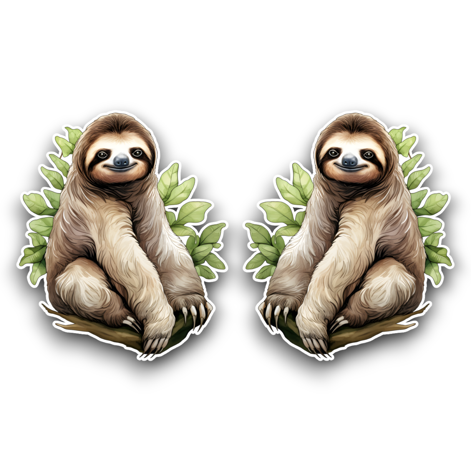 2x Small Cute Sloth Watercolour Wild Animal Vinyl Sticker Decals ...