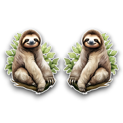 2x Small Cute Sloth Watercolour Wild Animal Vinyl Sticker Decals ...