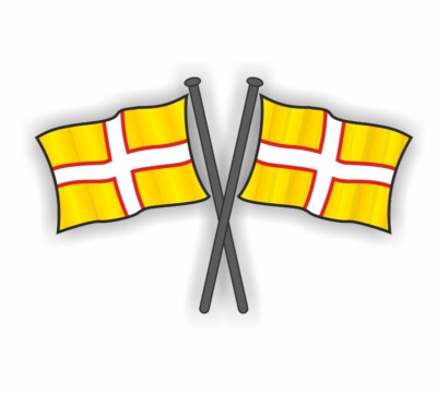 Dorset Double Flag Sticker 150mm x 95mm Decal Stickers Car Van Window ...