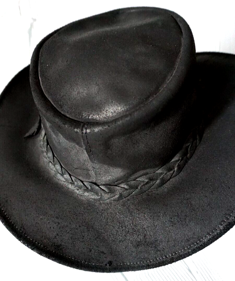 Aussie Bush Genuine Leather Hat XL Men's Braided Band Black Australian ...