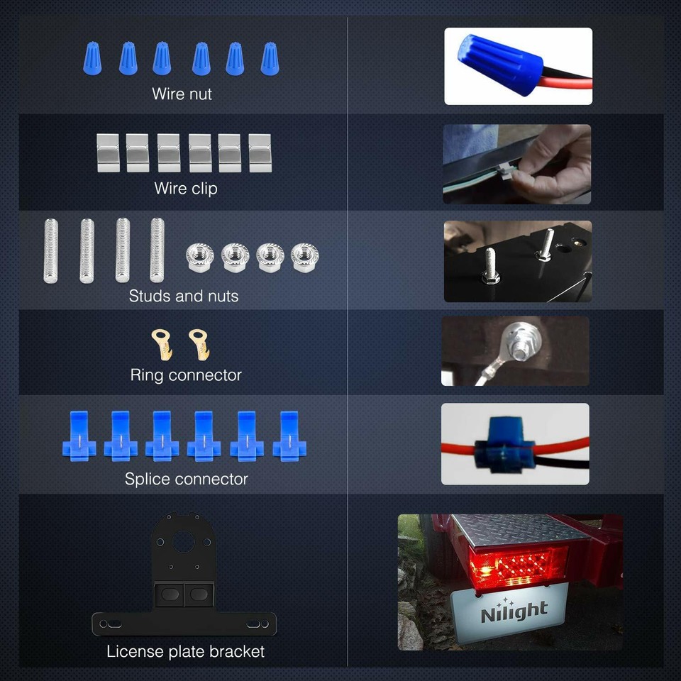 LED Submersible Square Light Kit Trailer Under 80" Tail Stop Brake ...