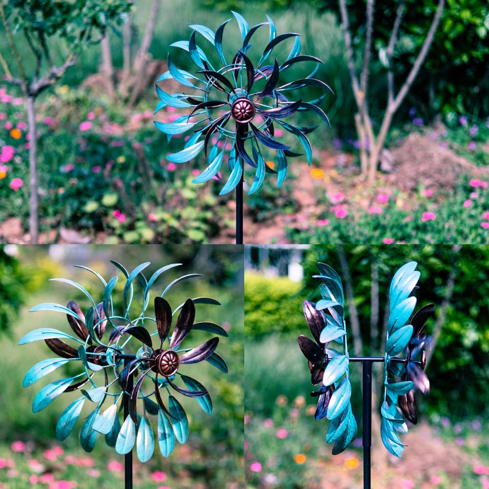 360° Outdoor Wind Spinner, Wind Sculpture Spinner with Metal Stake ...