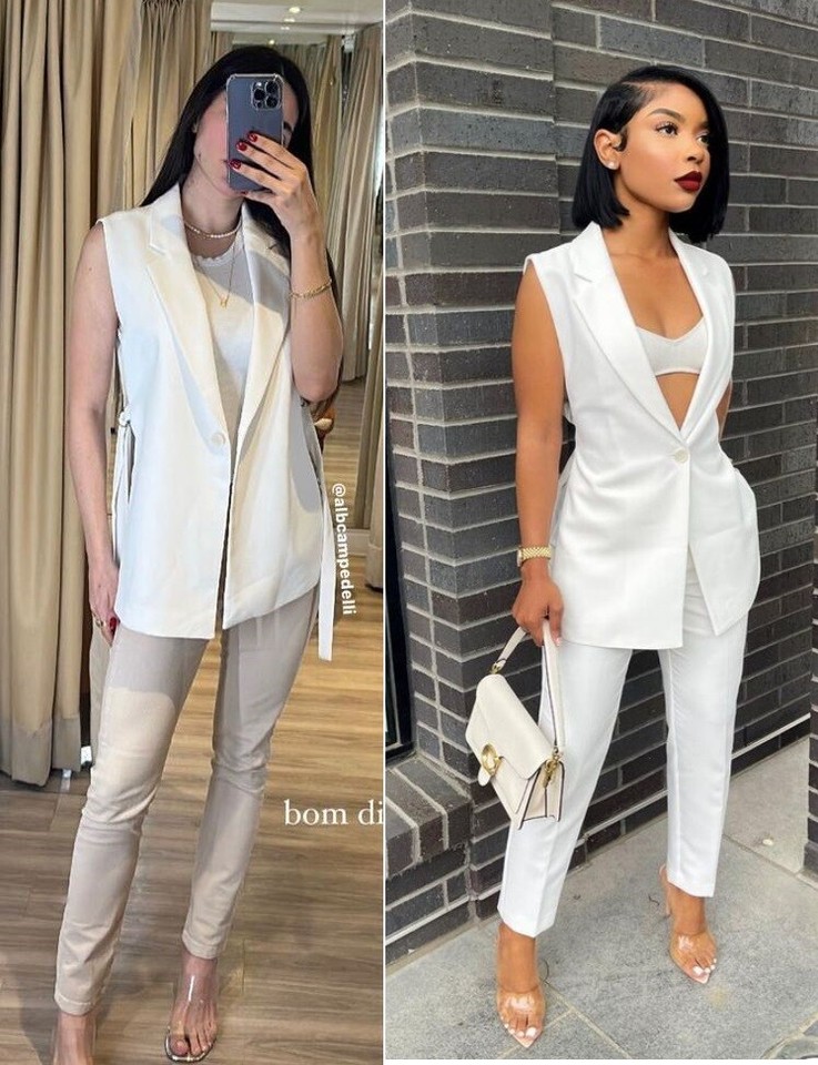 ZARA WHITE Waistcoat WITH VENT Notch Collar Open side Tailored ...