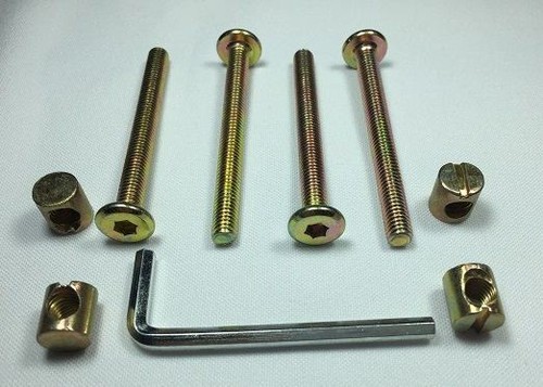 1 KIT OF (M6 x 60MM) 4 SCREWS 4 NUTS & ALLEN KEY FOR BEDS COTS ...