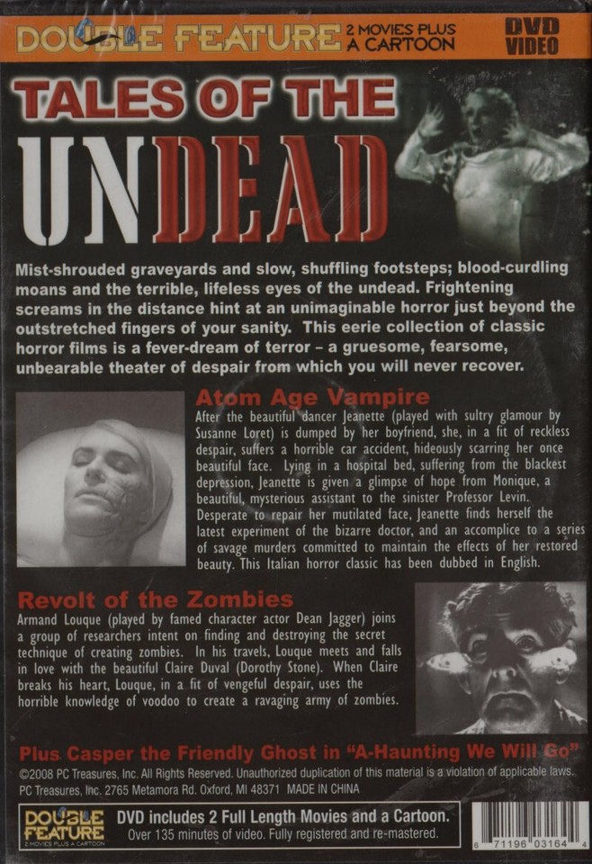 Tales Of The Undead: Atom Age Vampire / Revolt Of The Zombies - DVD ...