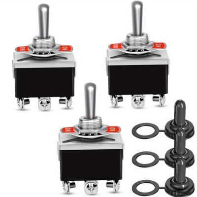 3-pack 6pin DPDT Heavy Duty Rocker Toggle Switch Boot Cap ON/OFF/ON | eBay
