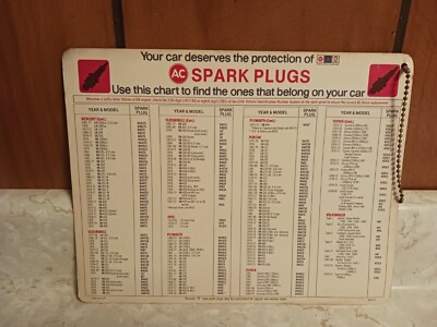 1981 Laminated AC Spark Plug Wall Chart W/Hang Chain, Double-Sided ...