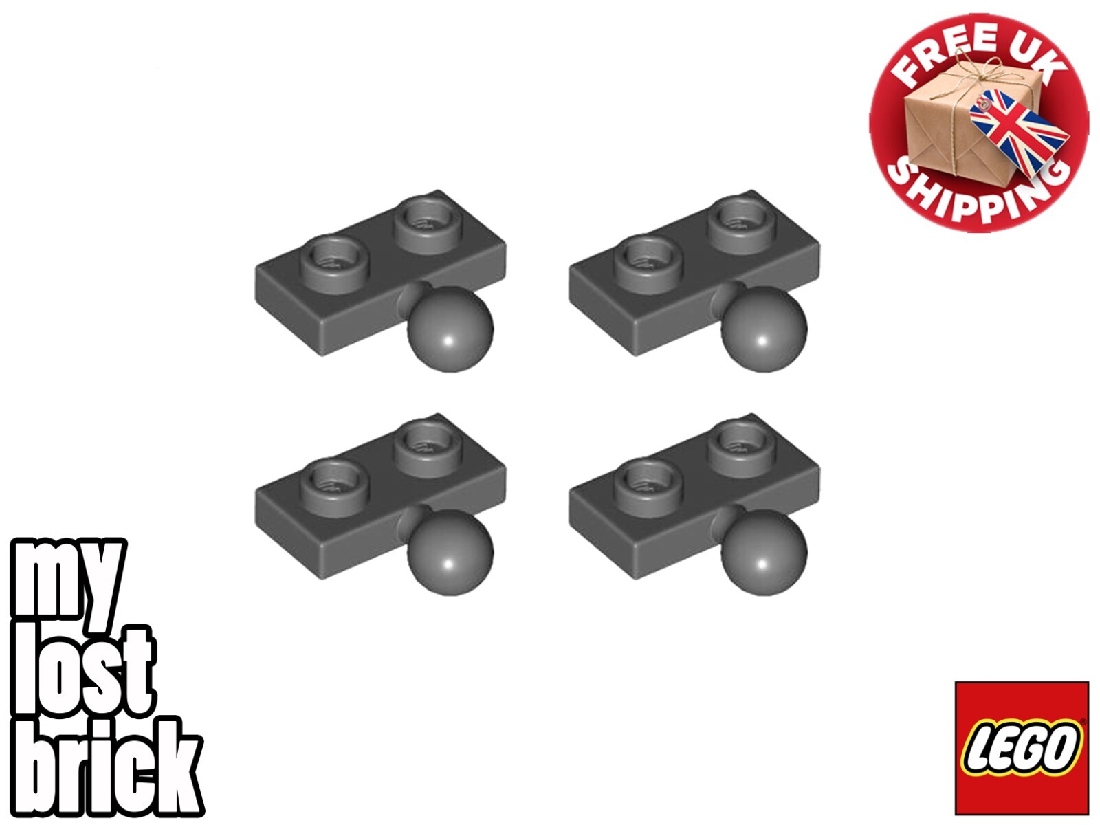 LEGO - Part 14417 - Pack of 4 x NEW LEGO Plates 1x2 Modified with Ball ...