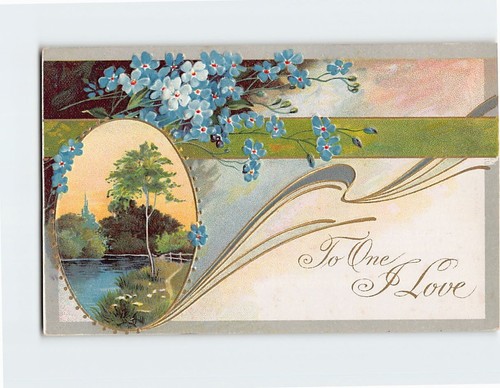 Postcard Lake Scenery Art Print To One I Love Love/Romance Greeting ...