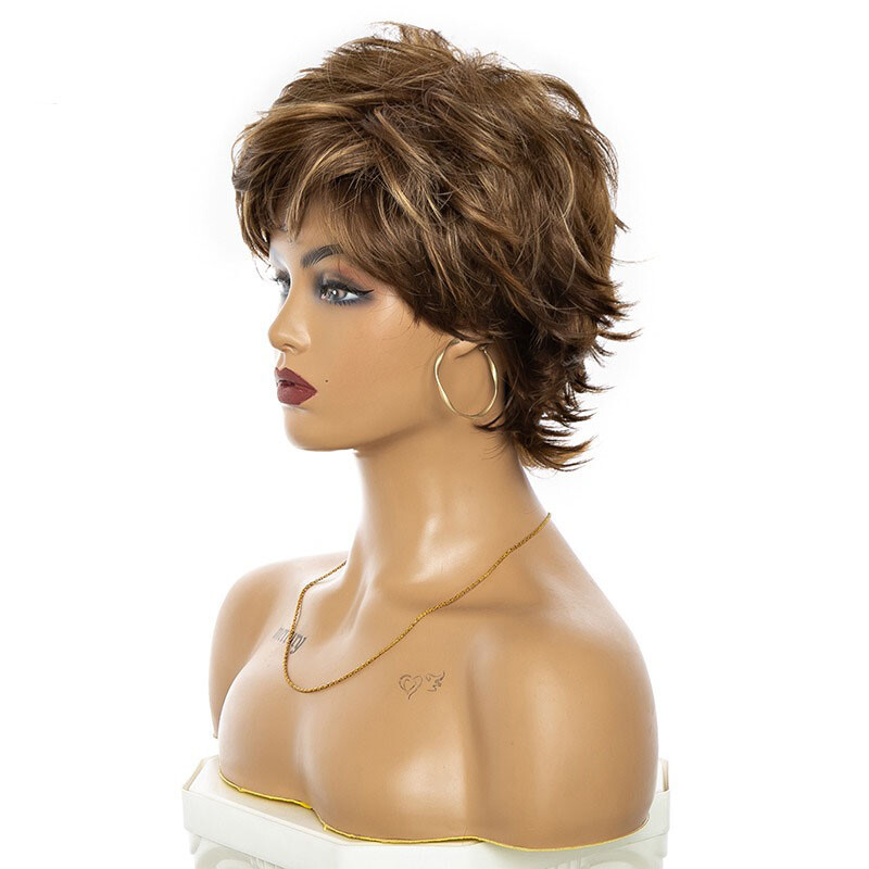 Ladies Short Curly Hair Wig Short Curly Mixed Messy Blonde Women's ...