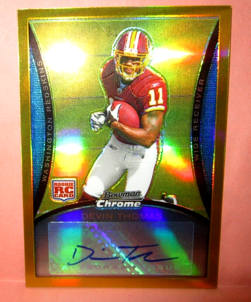Devin Thomas 2008 Bowman Chrome GOLD REFRACTOR Rookie Auto#07/25 ...