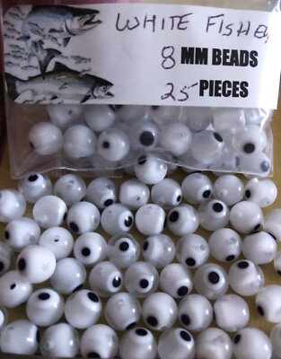 Fish Eye White Fishing Premium Trout/Salmon/Steelhead Beads 8mm 25Ct ...