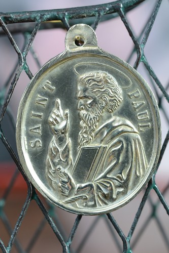 Religious Medal Pendant 19Thc Saint Paul Saint Peter Crown Roses French ...