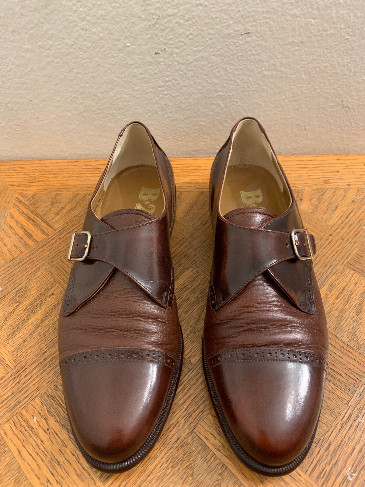 B.2 Brown Single Monkstrap Men Shoes Made In Italy 12… - Gem