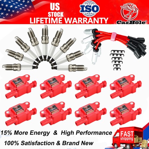 8 Pack UF413 Ignition Coil+41-962 Spark Plug+9748UU Wire Set For ...
