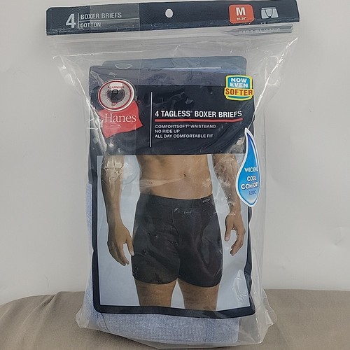HANES Tagless Boxer Briefs Size M 32"- 34" - 4 Pack Multicolor Comfort ...