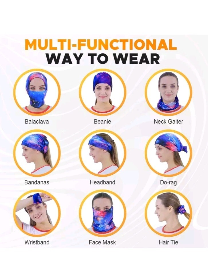 Seamless Face Mask Rave Bandana Men Women for Dust Sun Wind Protection ...