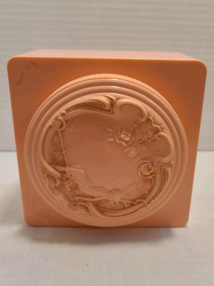 Vintage 1950s Evyan White Shoulders Art Nouveau Pink Plastic Dusting ...