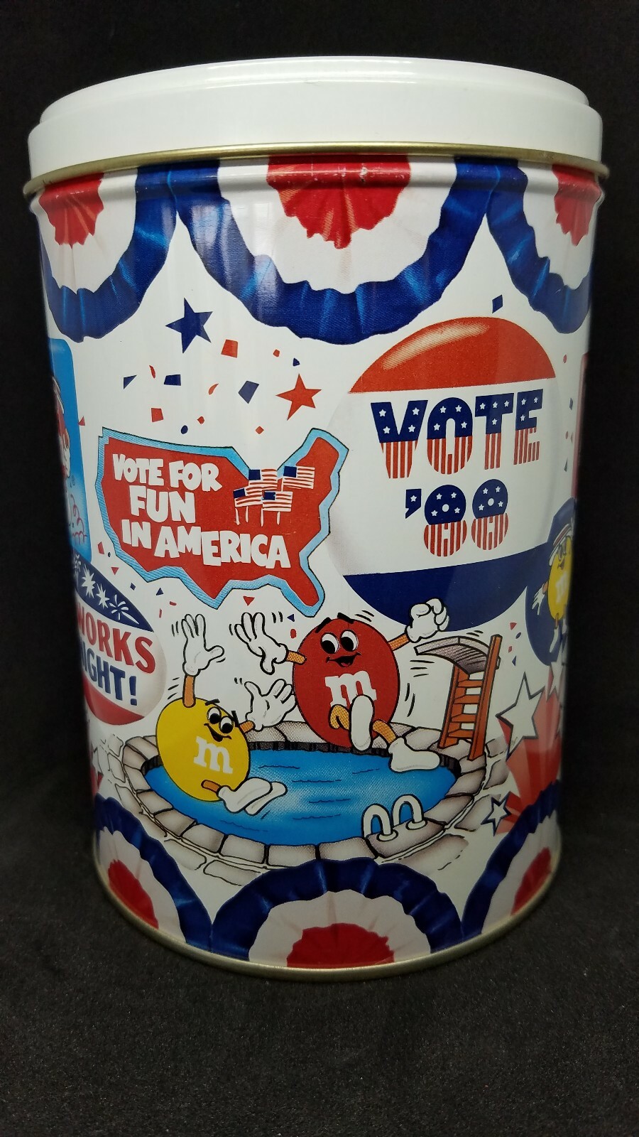 M&Ms Collectible Metal Tin July 4th Vote 1988 MMs Fireworks | eBay