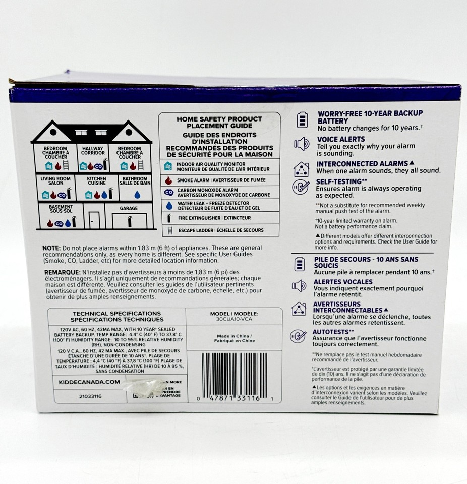 Kidde 30CUA10-VCA Combination Smoke and Carbon Monoxide Alarm, 3 Pack ...