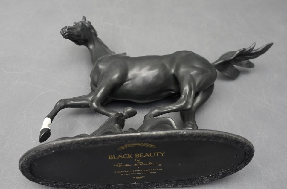 FRANKLIN MINT Pamela du Boulay Black Beauty Porcelain Horse Statue ...