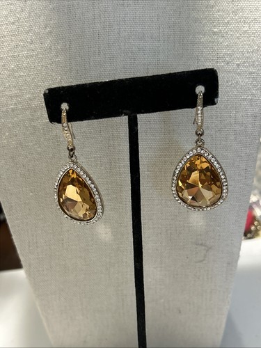 Beautiful Peach Color Glass & Rhinestone Pierce Earrings 2 By 1” | eBay