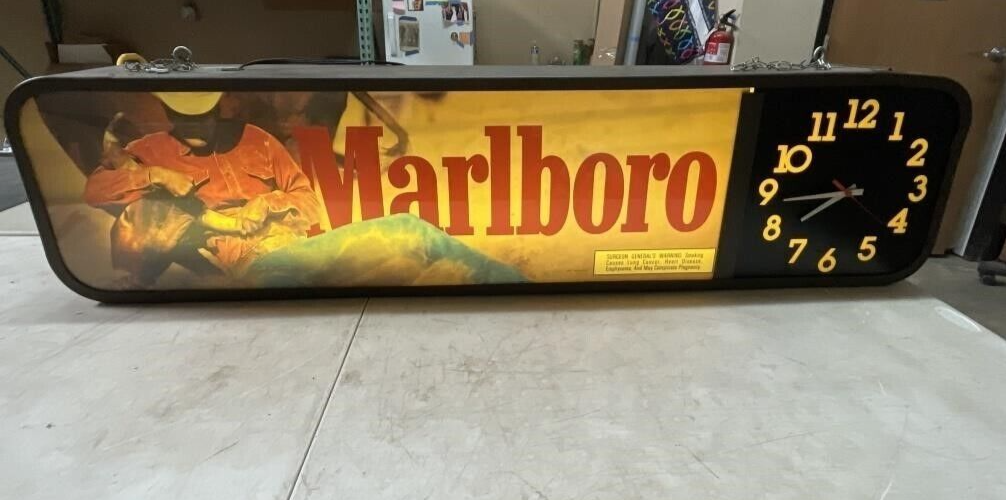 Marlboro Double Sided & Lighted Clock Sign 54" Vintage tested | eBay
