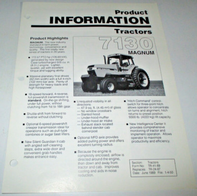 Case IH 7130 Magnum Tractor Product Information Sales&Specs Manual ...