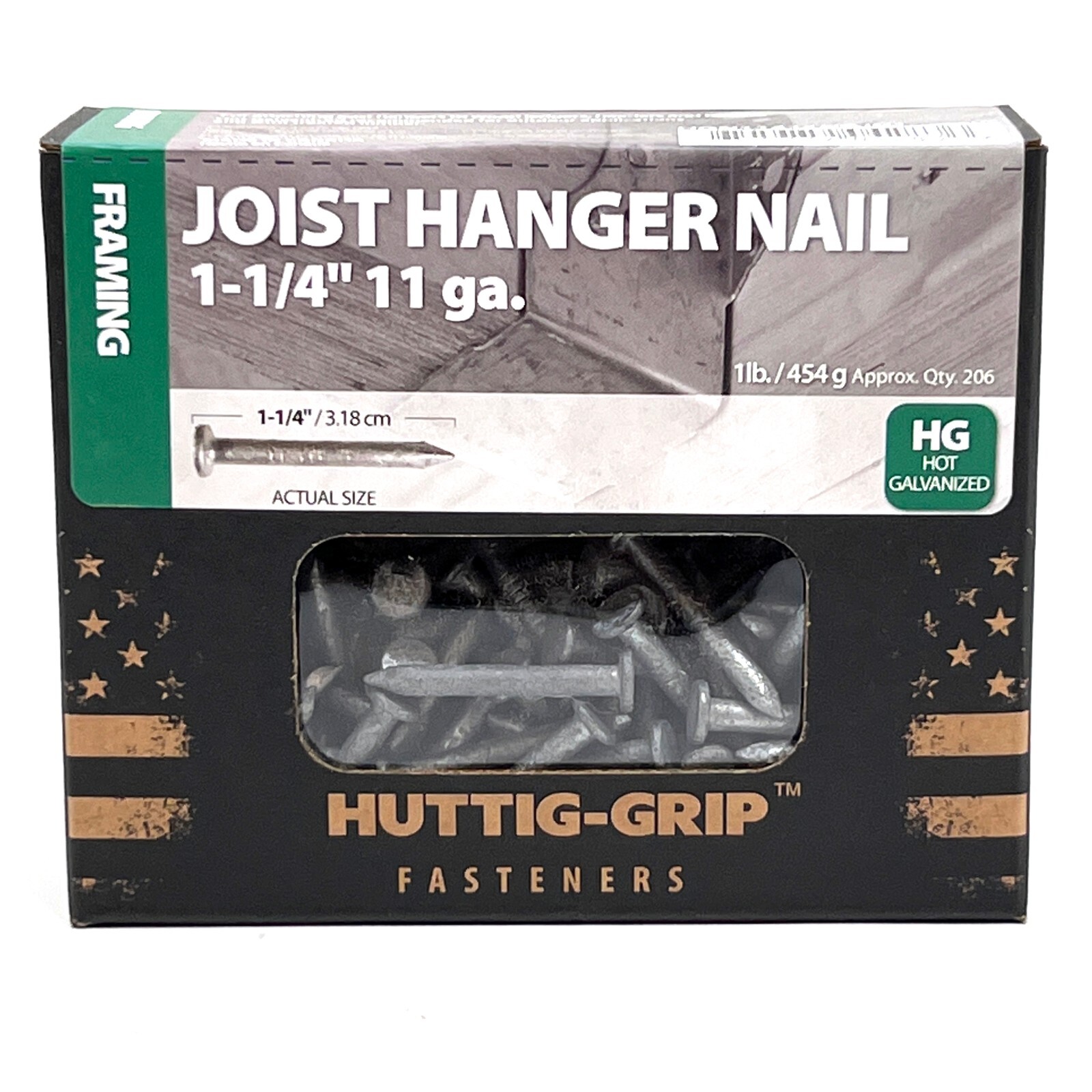 140 pcs Huttig-Grip 1-1/4 in Joist Hanger Nails, Hot Galvanized, 11 ...
