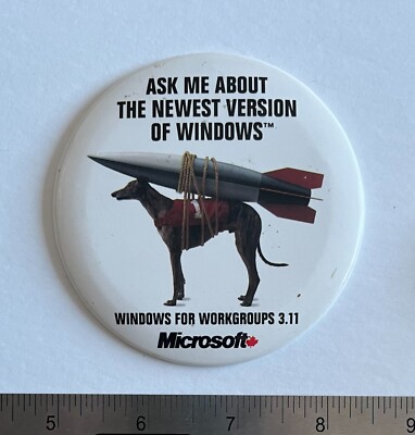 Microsoft - Windows for Workgroups 3.11 Vintage Button (See Photos ...
