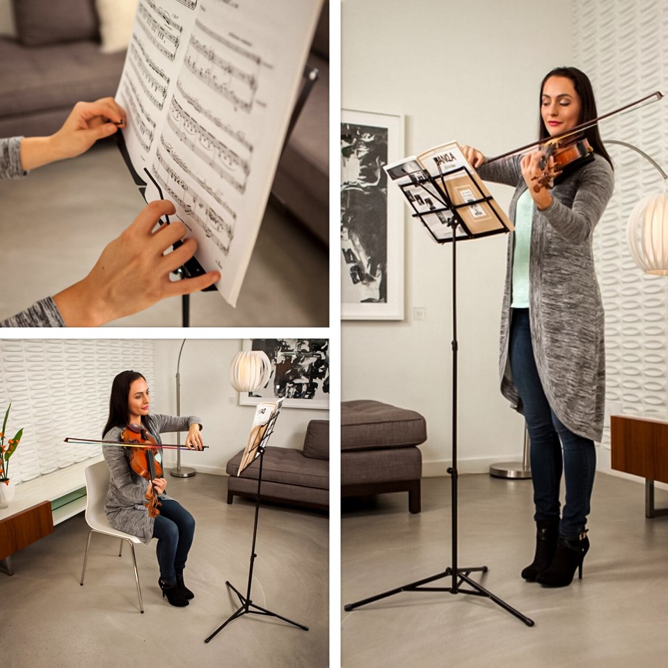 Height Adjustable Music Stand Orchestra Choir Book Holder Tripod Mic ...