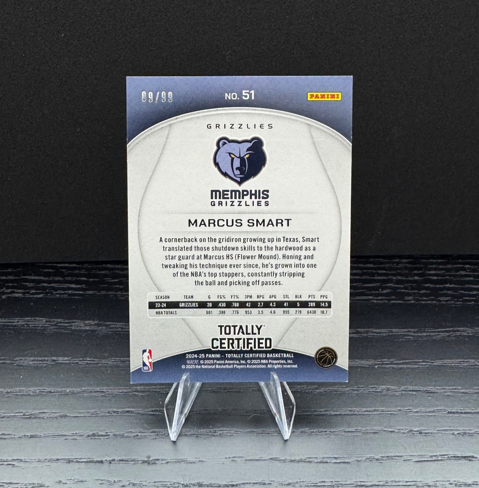 2024-25 Panini Totally Certified Marcus Smart Blue Platinum Mirror /99 ...