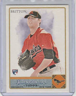 2011 TOPPS ALLEN & GINTER ZACH BRITTON #97 BALTIMORE ORIOLES ROOKIE RC ...