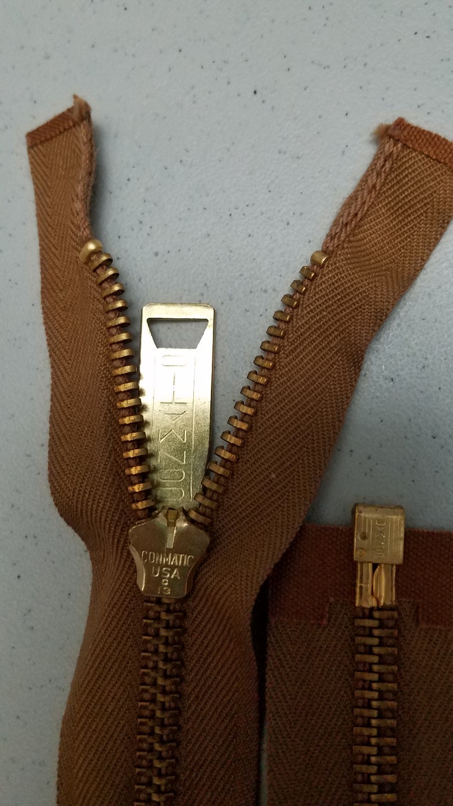 Vtg 1965/"CONMATIC USA CONMAR"ZIPPER#5Metal BRASS 23.75" SEPARATING/L ...