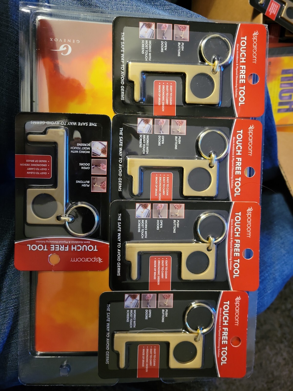 Sparoom No Touch Germ Free Key Tool Door Opener Brass Keychain New lot ...