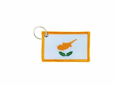 Keychain keyring embroidered embroidery patch double sided flag cyprus ...