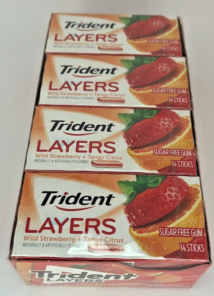 Trident Layers Strawberry+Tangy Citrus 168 counts (14 Count, 12 Packs ...