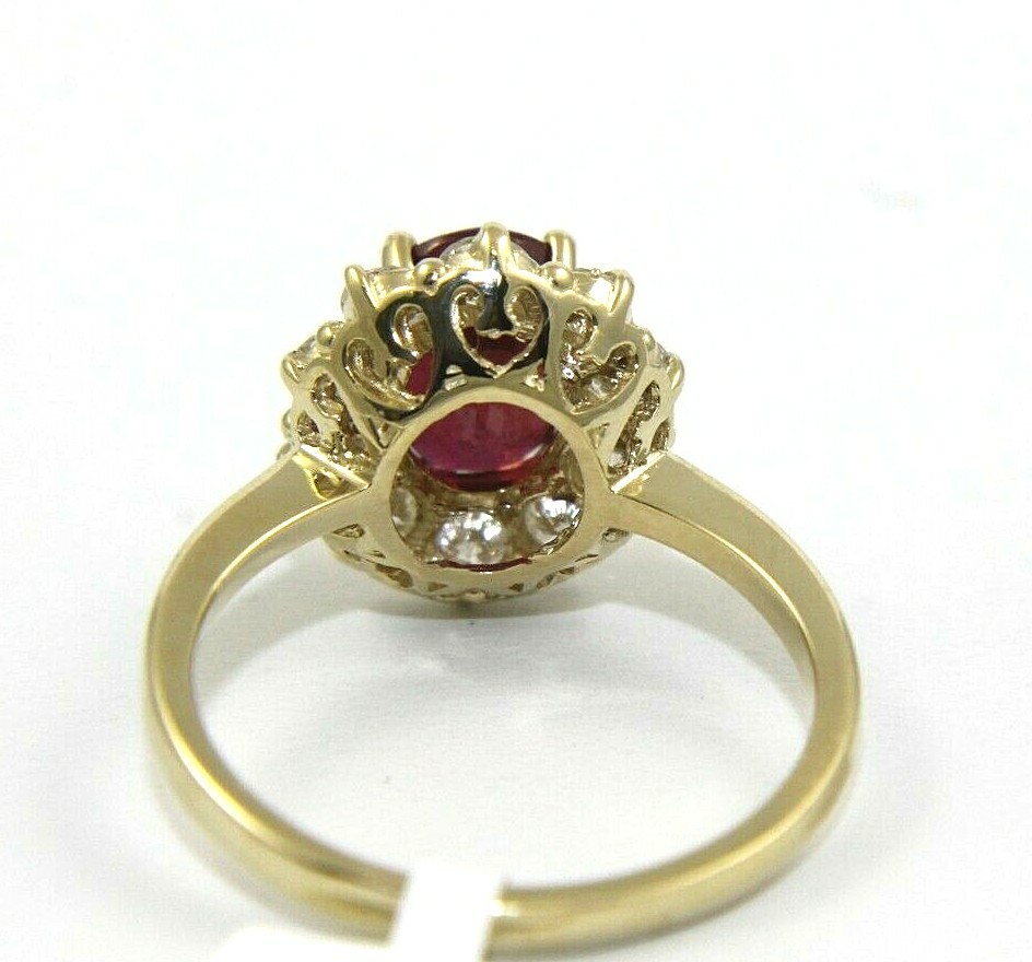 Natural Oval Red Ruby & Diamond Halo Solitaire Ring 14k Yellow Gold 4.11Ct | eBay