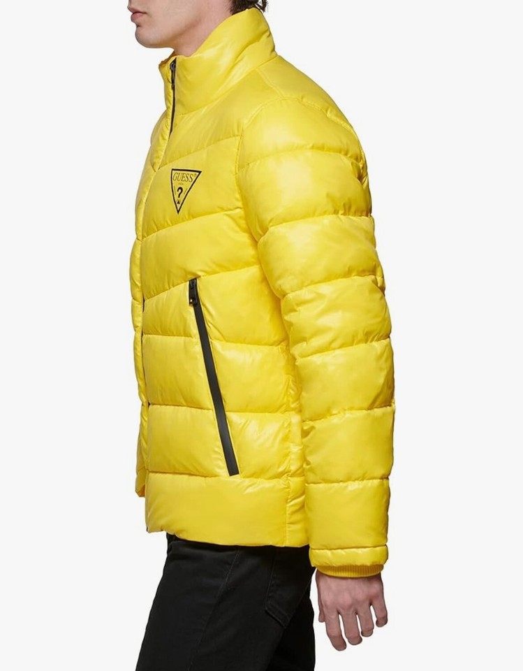 GUESS Men's Puffer Jacket Yellow Lined Insulated Size XXLarge | eBay
