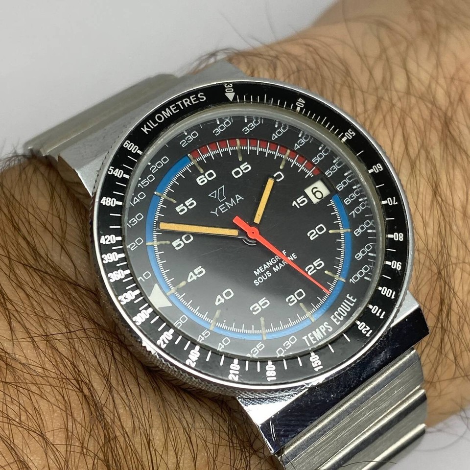 VINTAGE YEMA MEANGRAF SOUS MARINE MANUAL WIND MOVEMENT 34.5MM STAINLESS ...