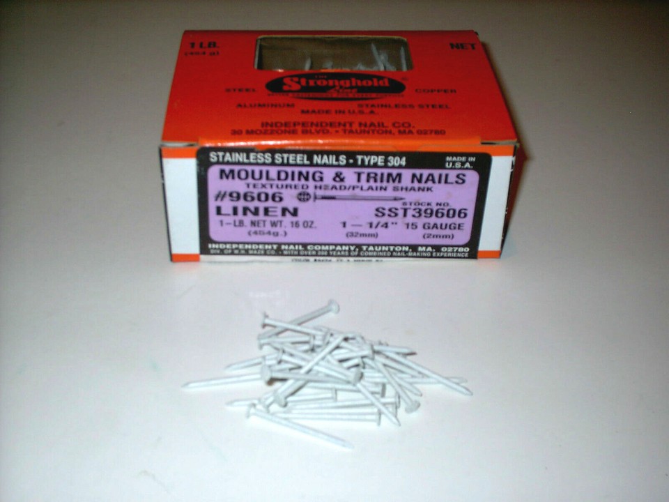 2 PER ORD. INDEPENDENT TRIM NAILS. 1LB BOX. STAINLESS STEEL. 1-1/4 ...