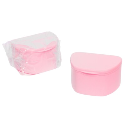 Pink 80 Pack Bulk Denture Case Bath Holders for Retainers Teeth Guards ...