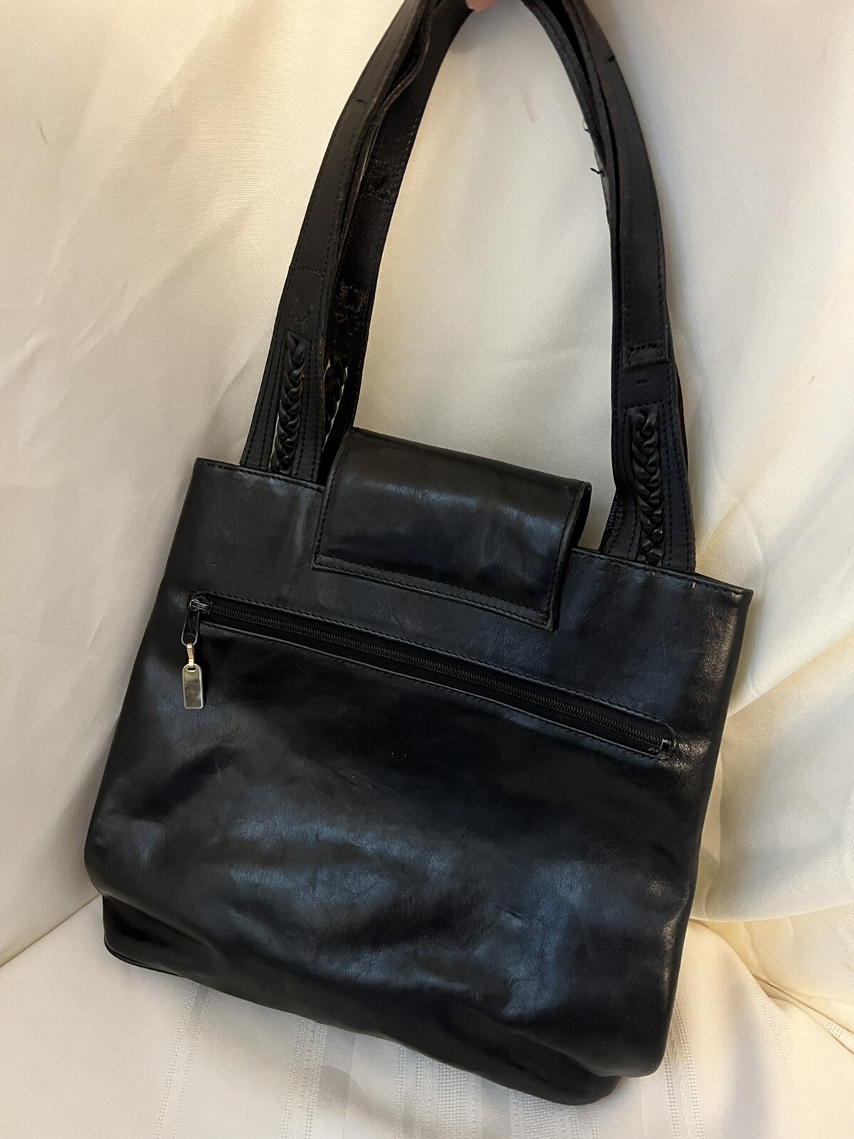 Texier Black Leather Handbag Made In France | eBay