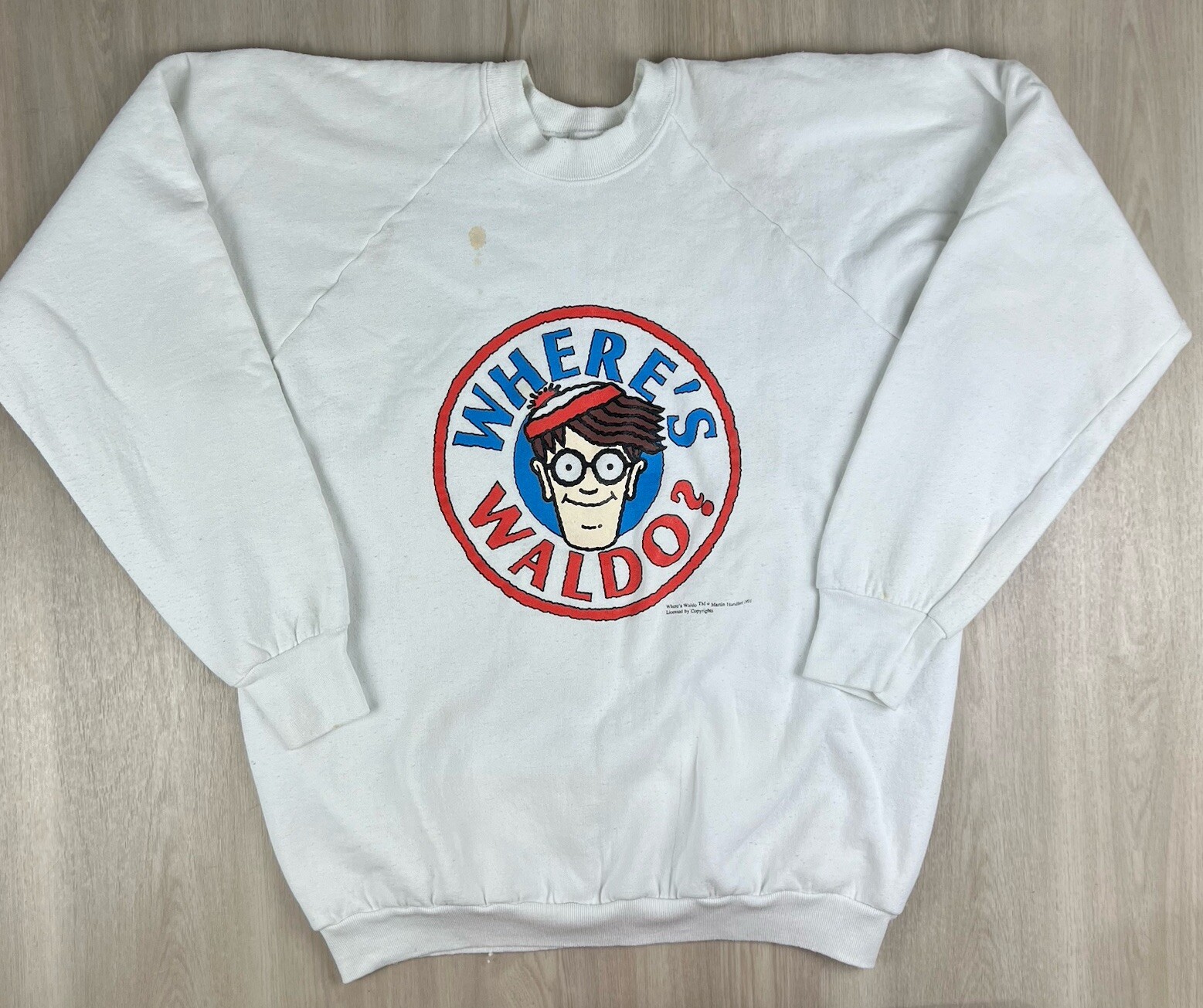 Vintage 1991 Where's Waldo White Original Crewneck Sw… - Gem