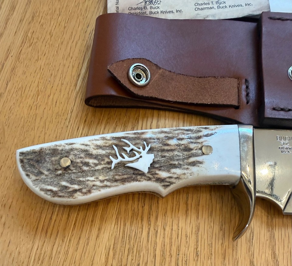 RARE BUCK WILDE BILL CODY STAG CUSTOM SKINNER BG-42 KNIFE NEVER USED ...