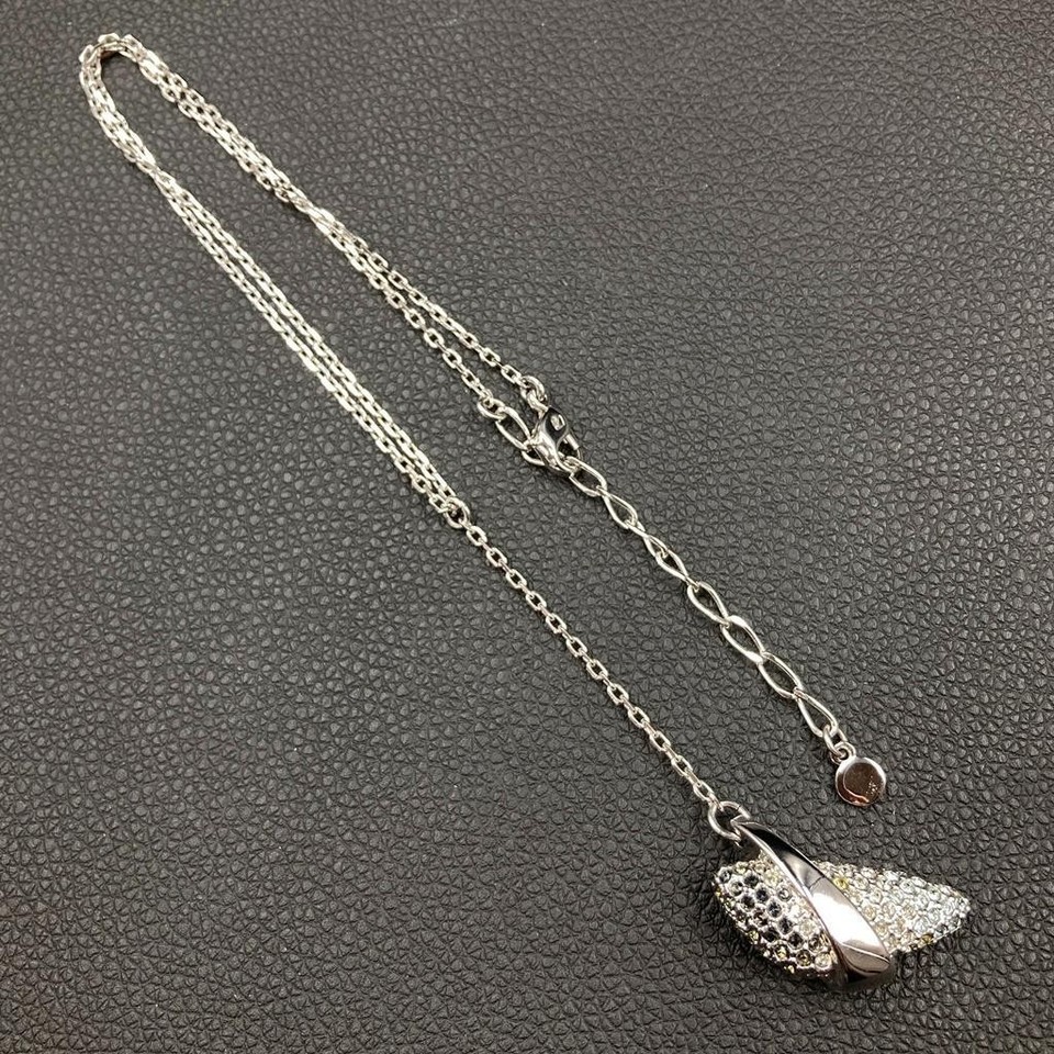 Swarovski Necklace Crystal Silver Long 42cm Silver Tone Chain Lux Charm ...