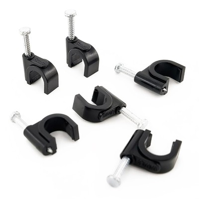 HS Cable Clips 8mm with Steel Nail 200 Pieces Black，Ethernet Management ...